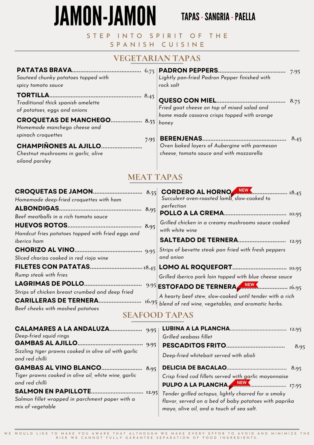 Menu – Jamon Jamon