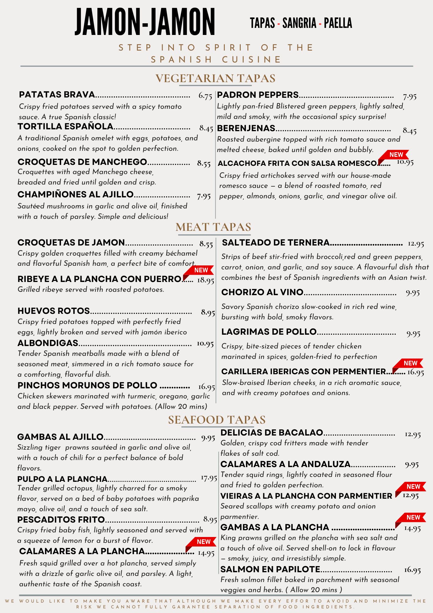 Menu - Jamon Jamon