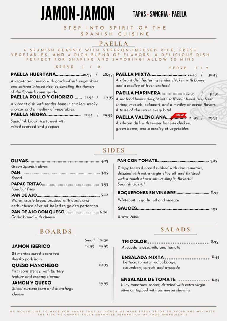 Menu - Jamon Jamon